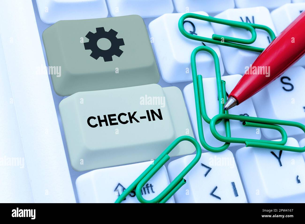 Writing displaying text Check In, Word Written on Procedure by which an ...