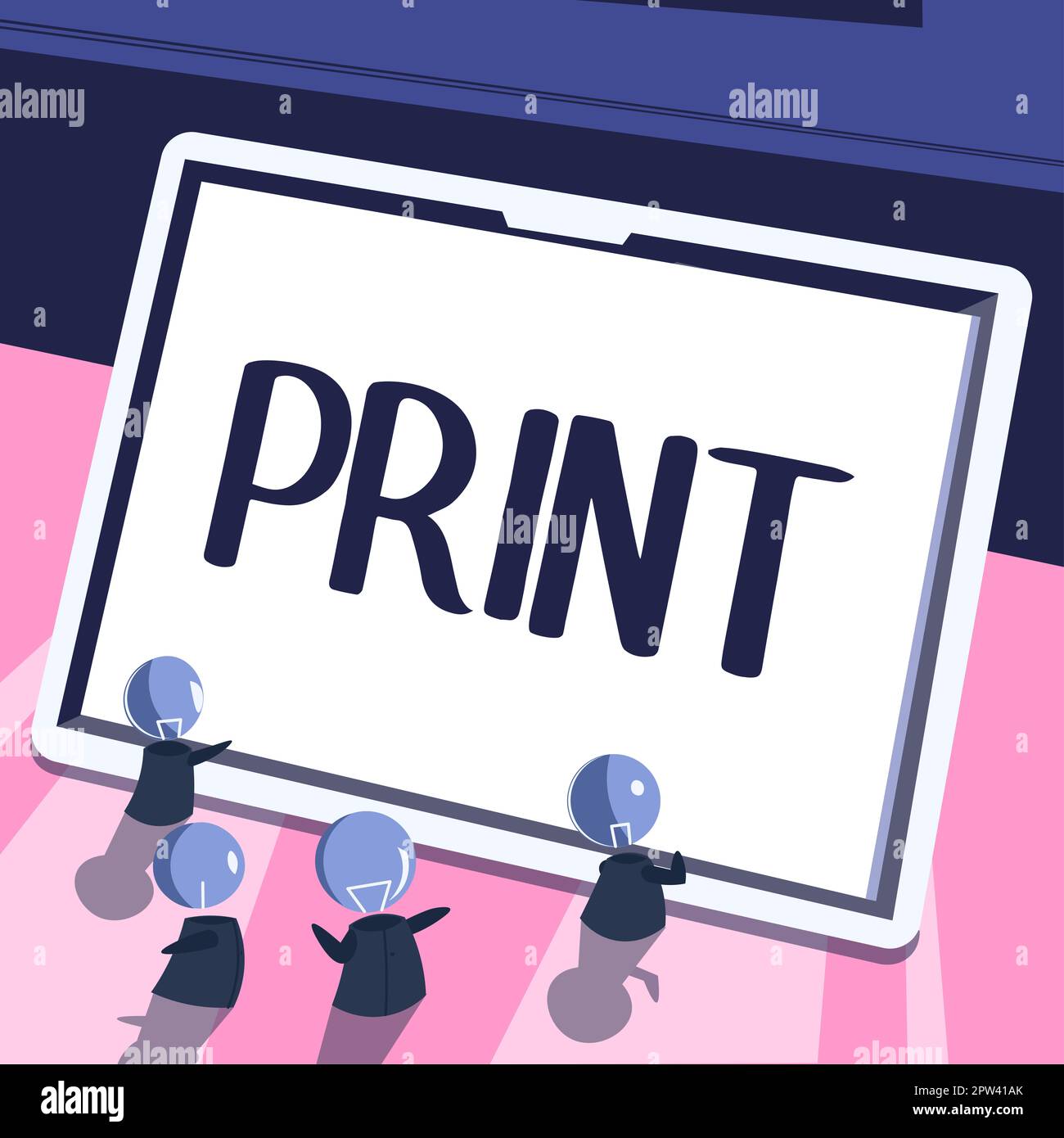 Conceptual caption Print, Business showcase involving transfer of text ...