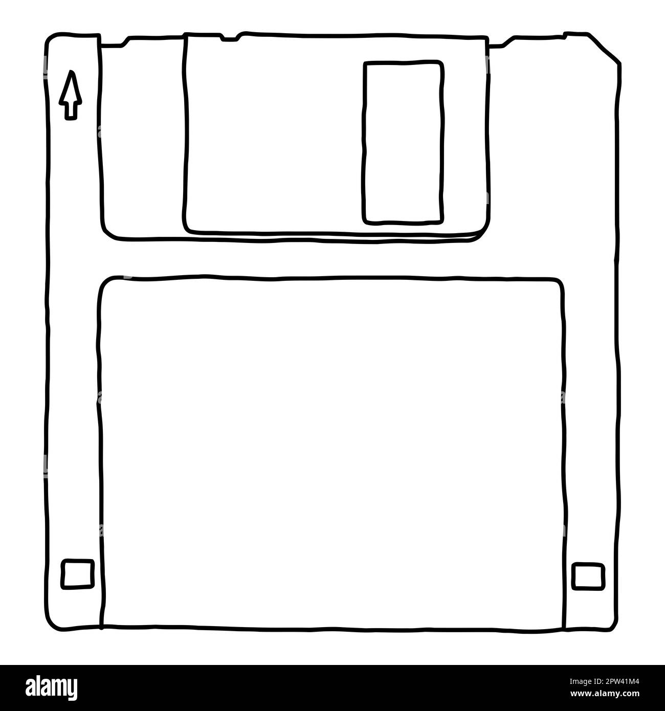 Hand Drawn Magnetic Floppy Disk For Personal Computer Data Storage