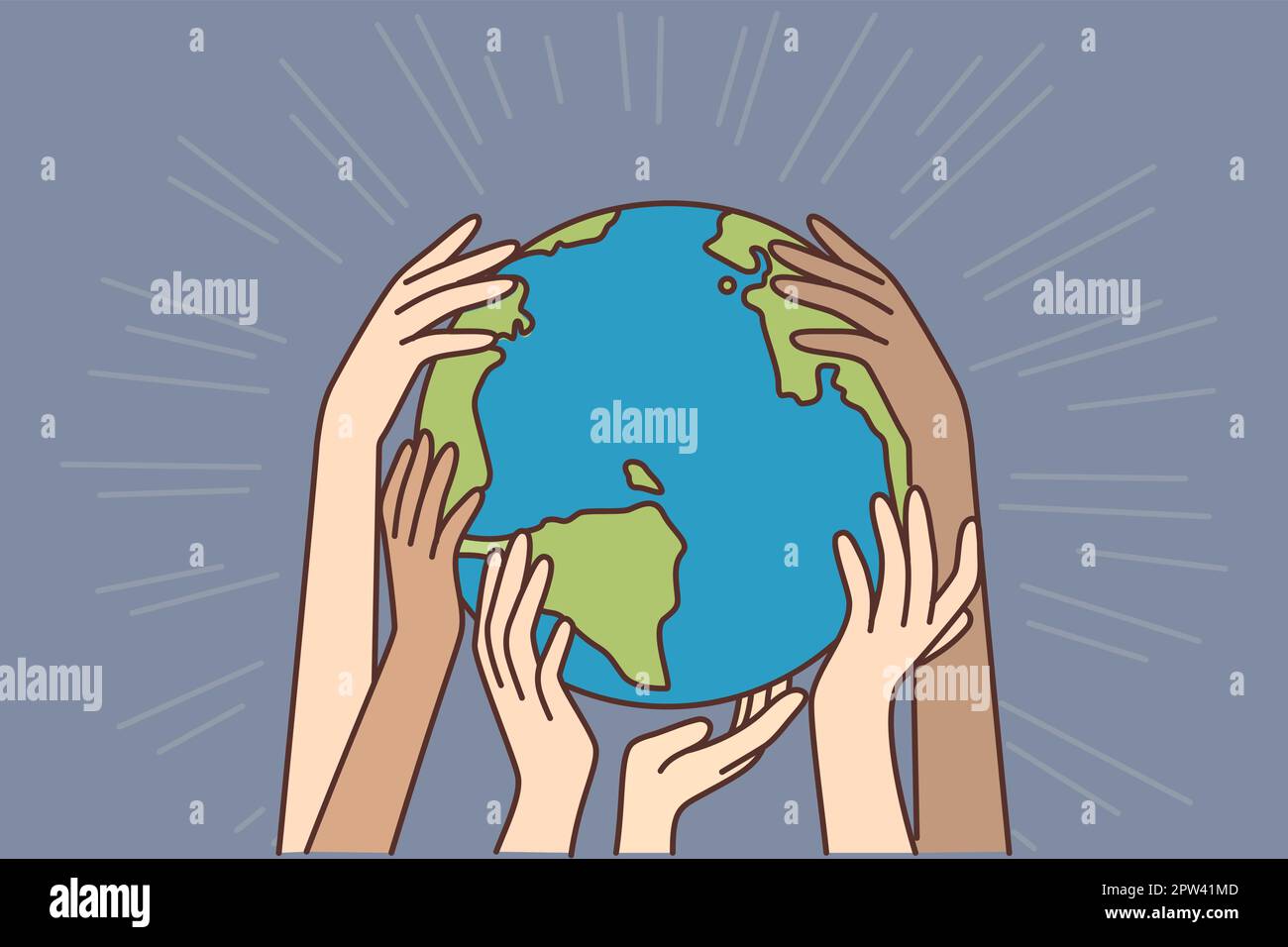Hands of Diverse People Touching Planet Earth Stock Vector Image & Art ...