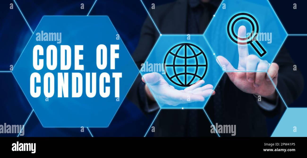 Writing displaying text Code Of Conduct, Business overview Ethics rules ...