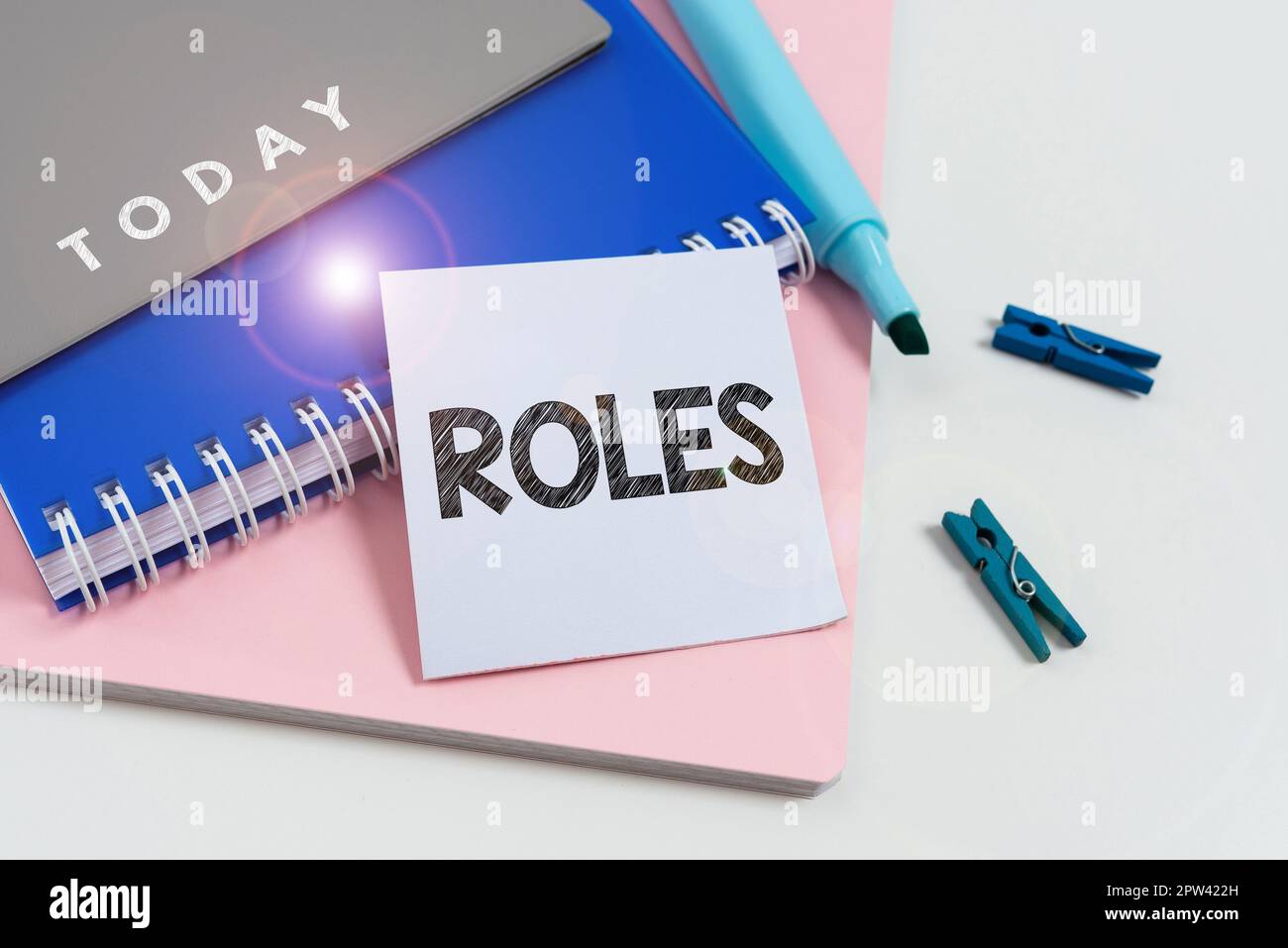 Text sign showing Roles, Concept meaning part played by person thing in ...