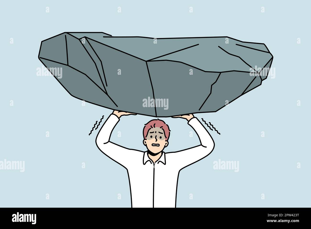 Stressed man hold heavy stone burden Stock Vector Image & Art - Alamy
