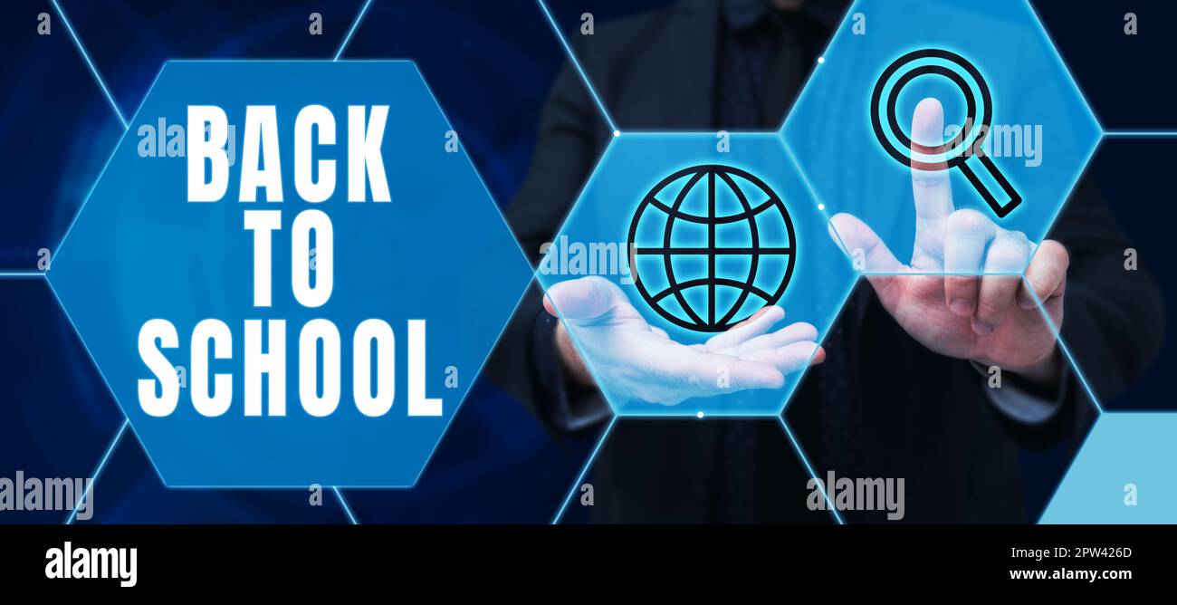 Hand writing sign Back To School, Word for New Teachers Friends Books ...