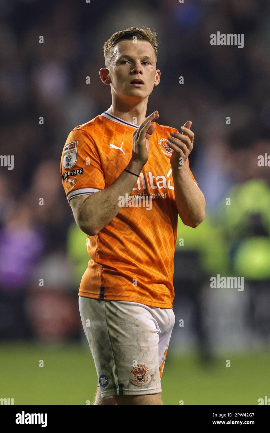 Andy Lyons #24 of Blackpool applauds the fans during the Sky Bet ...