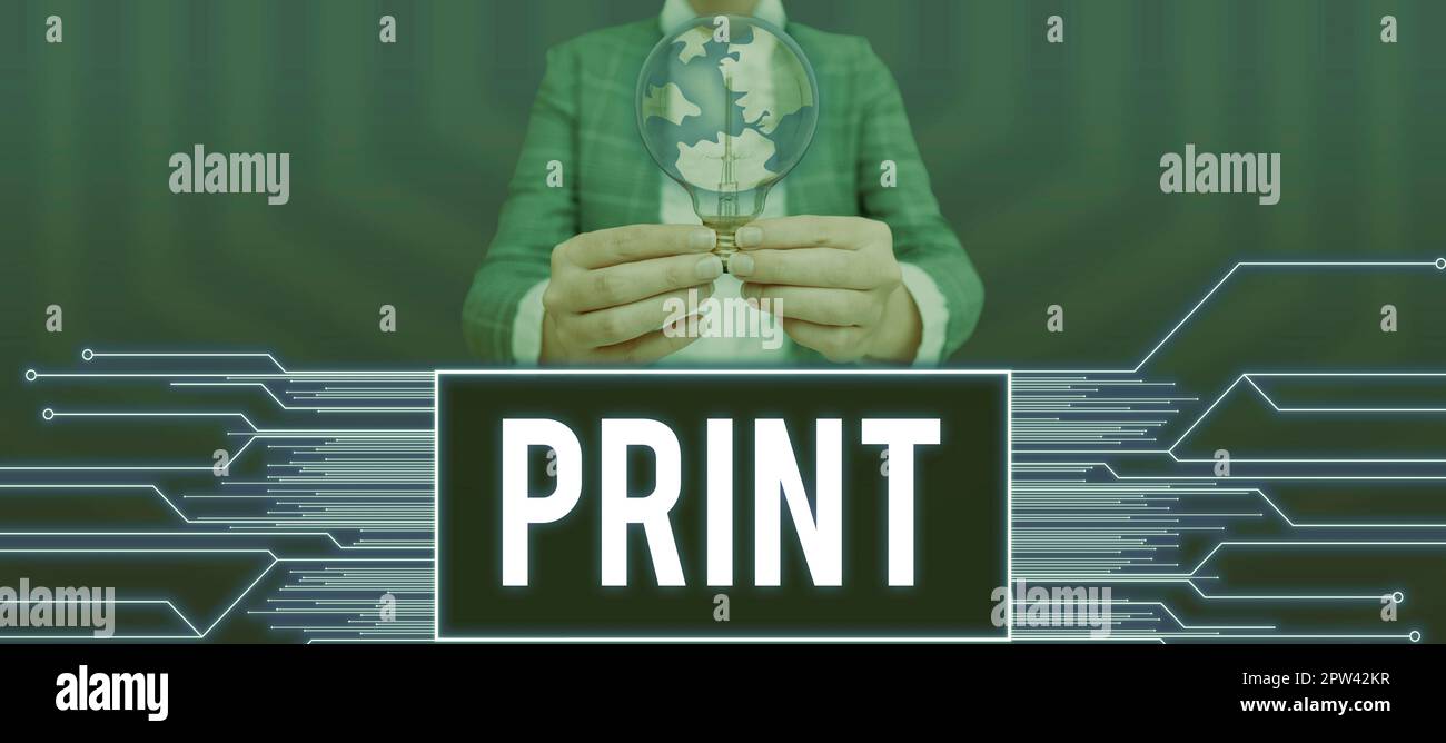 Conceptual caption Print, Conceptual photo involving transfer of text ...