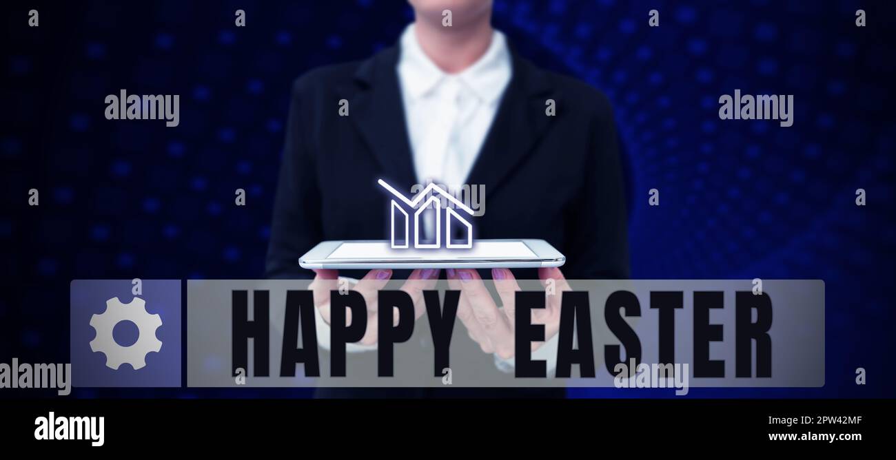 Text showing inspiration Happy Easter, Internet Concept Christian feast ...
