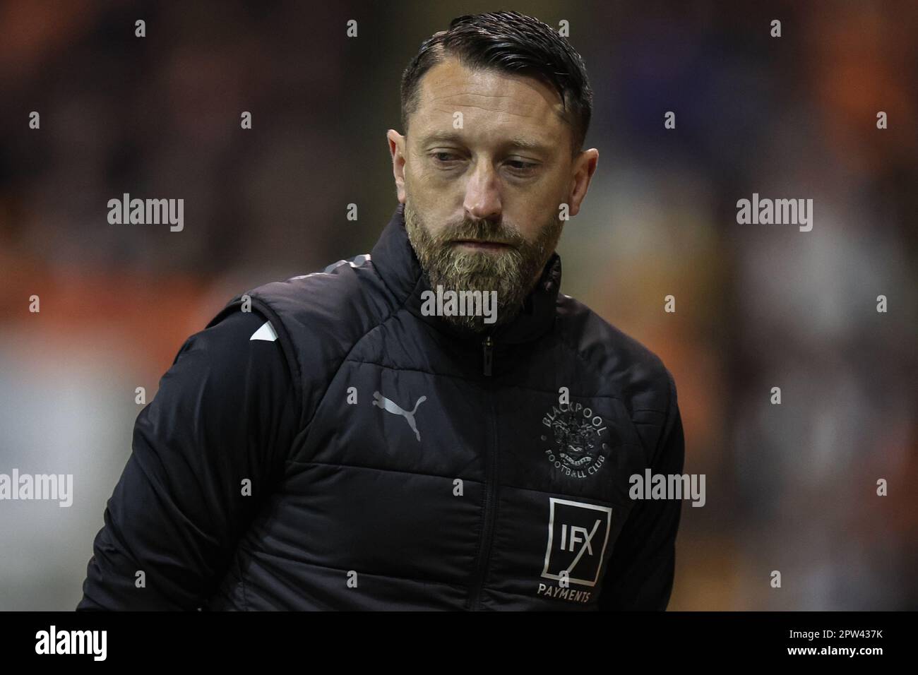 Blackpool, UK. 28th Apr, 2023. Stephen Dobbie interim head coach of ...