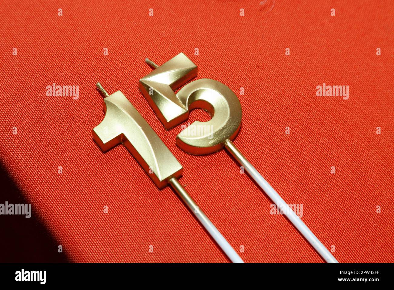 Number Shaped Candles; Forming Number 15 Celebration Birthday or ...