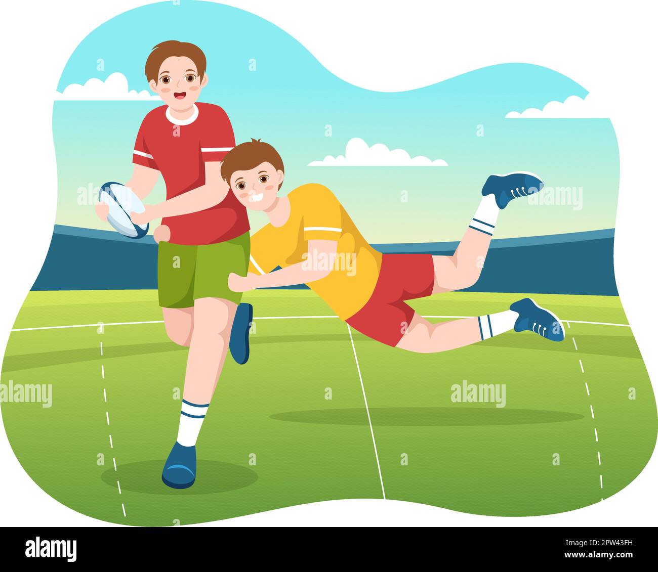 Rugby Player Running Illustration with a Ball in Championship Sport for ...