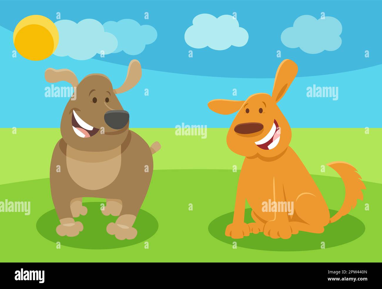 two funny cartoon dogs comic animal characters Stock Vector Image & Art ...