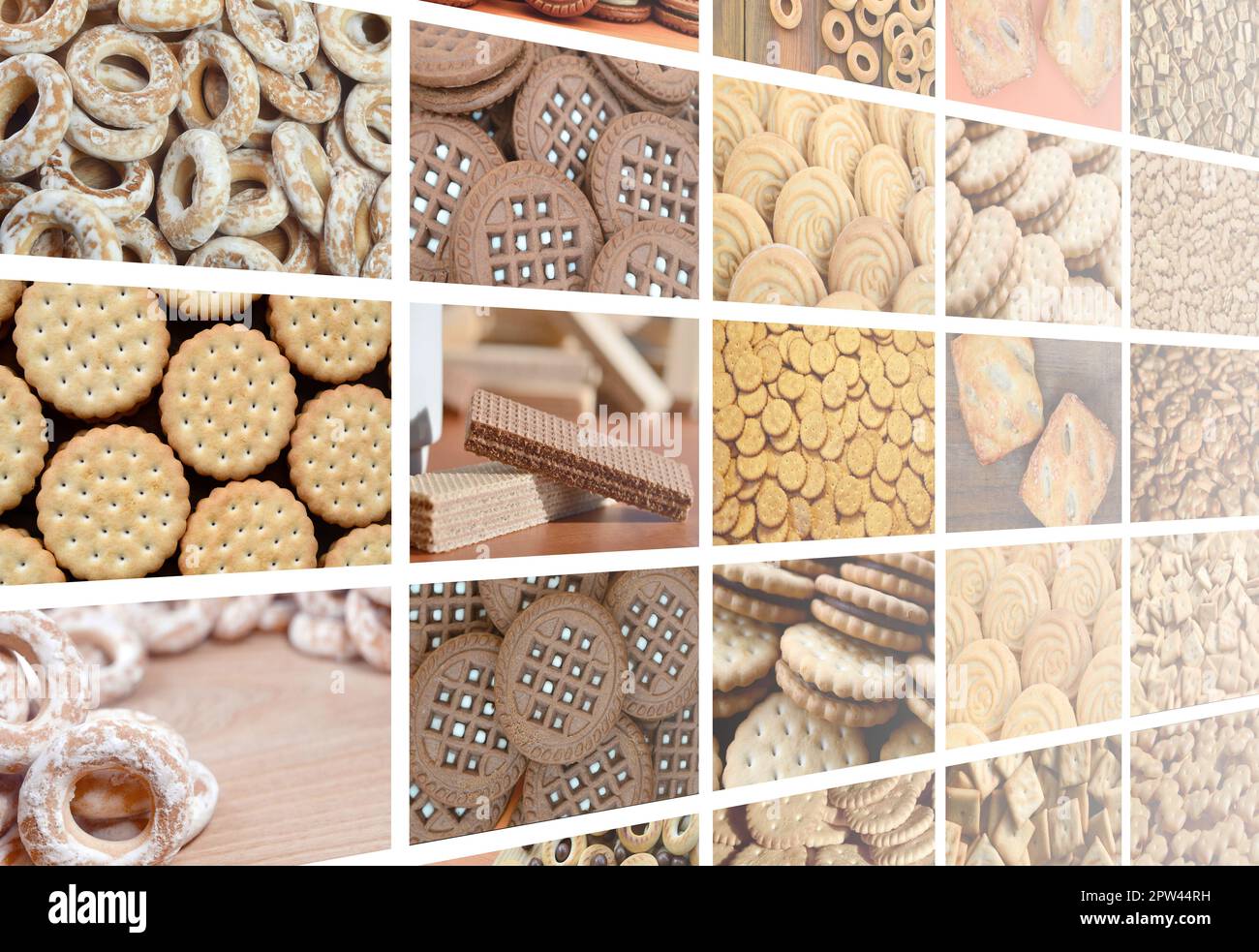 A collage of many pictures with various sweets close-up. A set of ...
