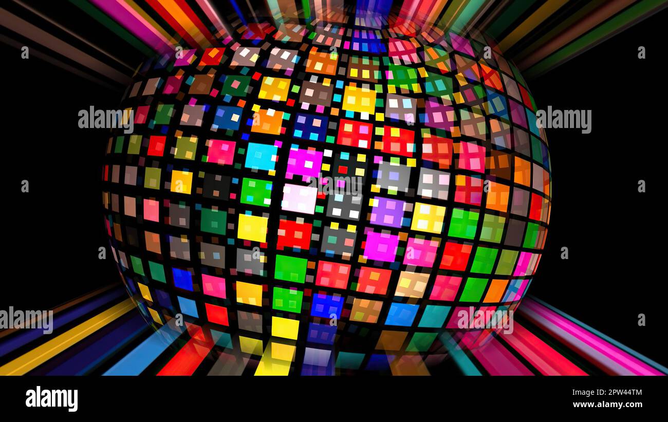 Colorful pixels on rotating sphere Stock Photo - Alamy
