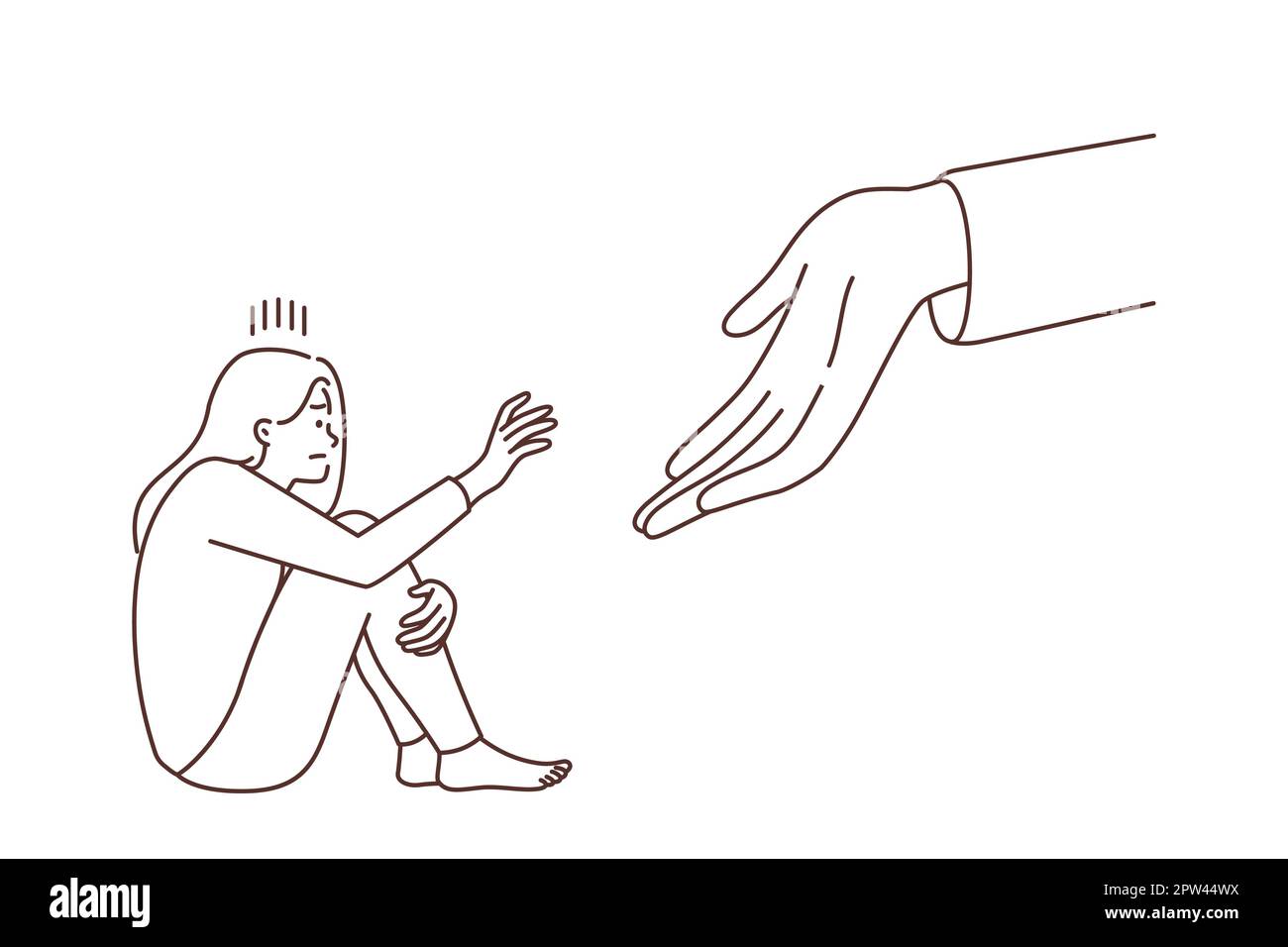 Hand stretch to help woman in depression Stock Vector Image & Art - Alamy