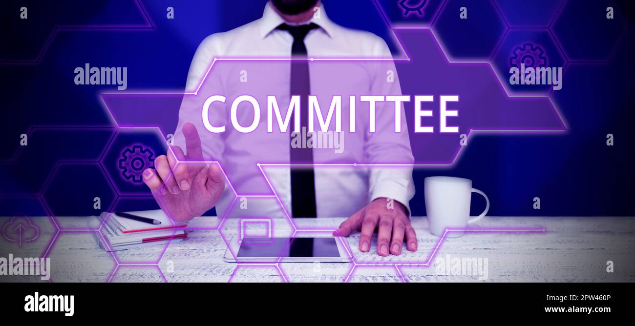 Text caption presenting Committee, Word Written on Group of people ...