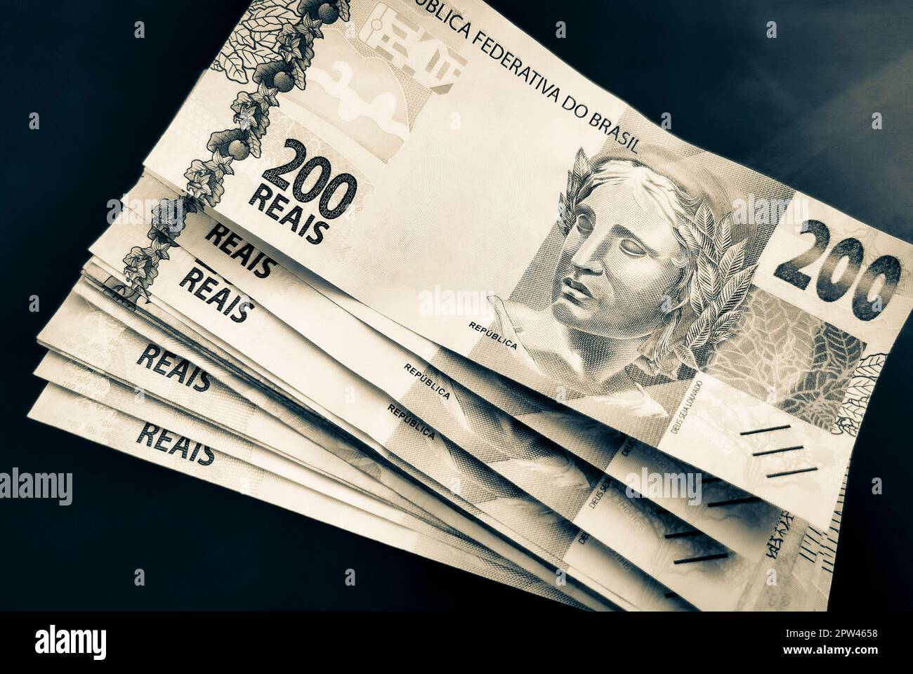 Old black and white picture of Be rich with money in Brazil. 200 ...