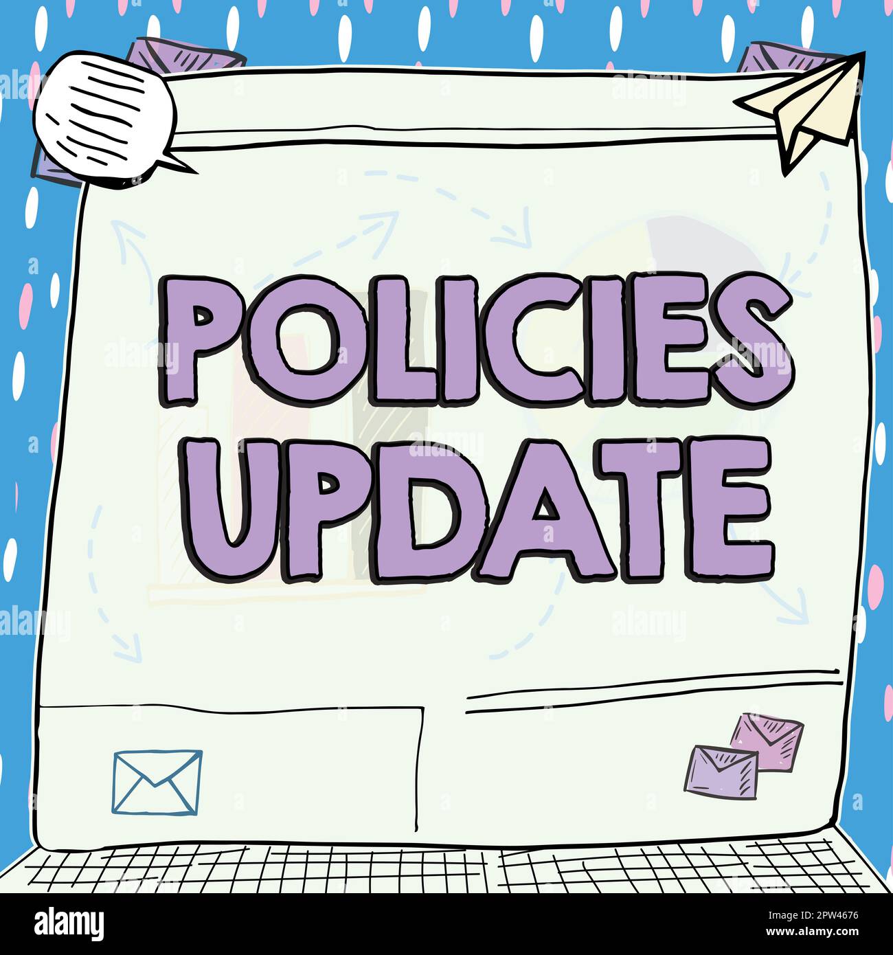Handwriting text Policies Update, Concept meaning act of adding new ...