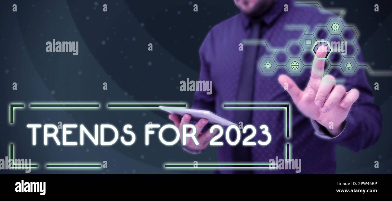 Text sign showing Trends For 2023, Business idea list of things that ...