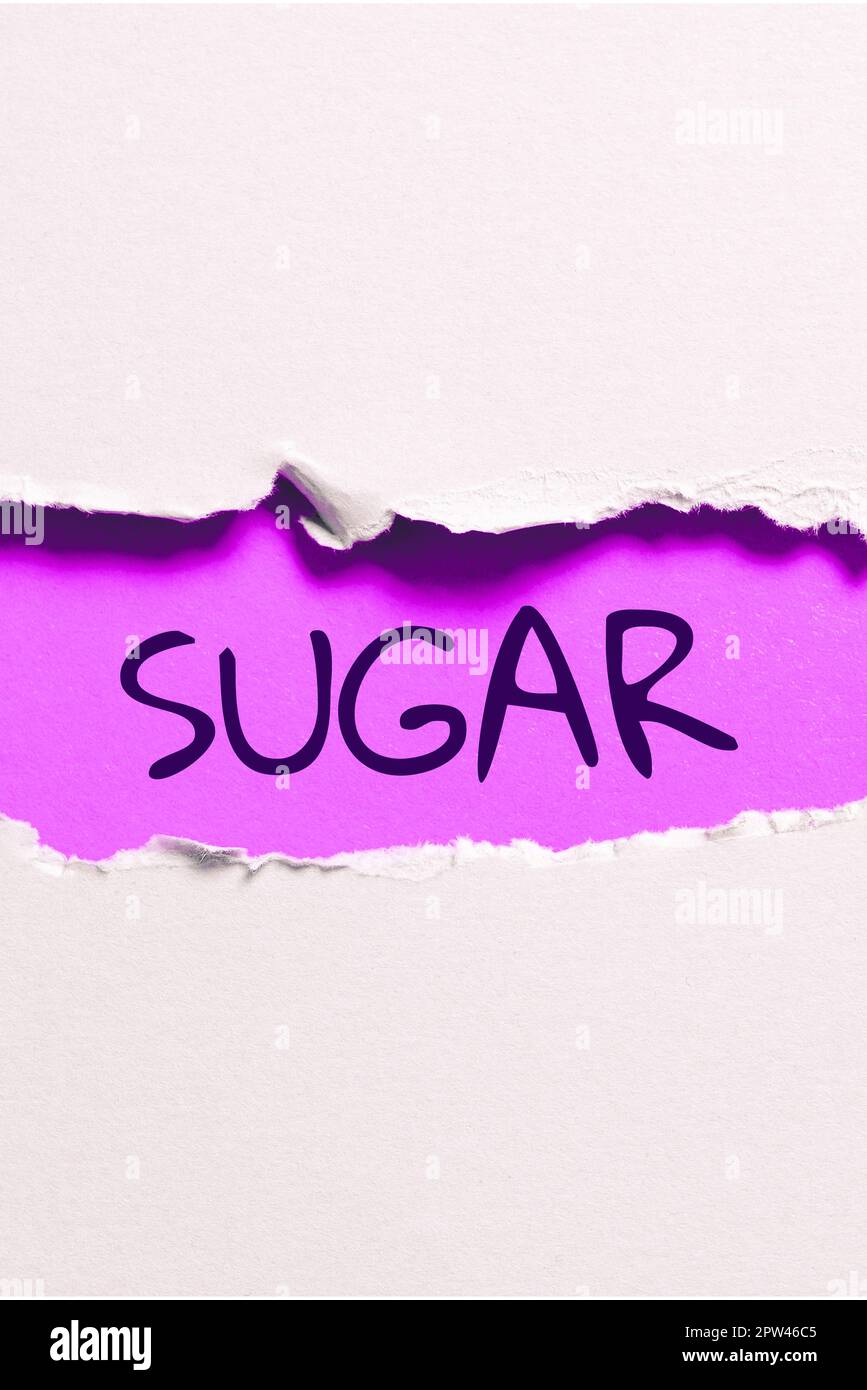 Hand writing sign Sugar, Business approach sweet crystalline substance ...