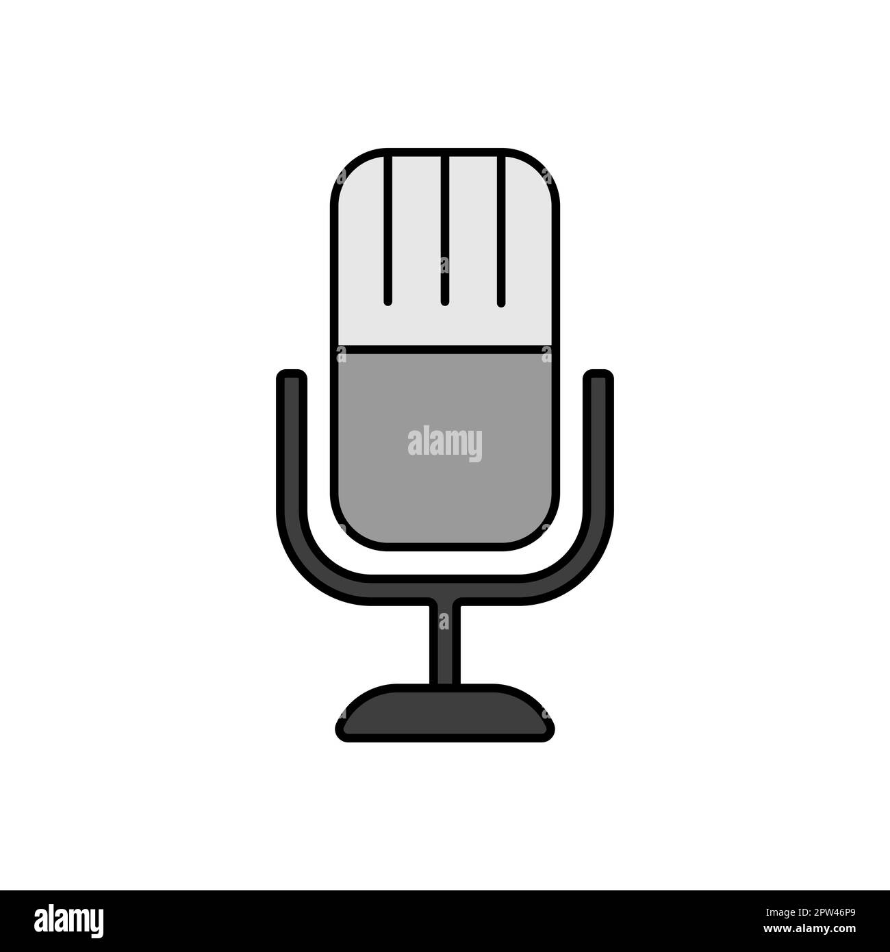 Retro microphone color vector grayscale icon. Graph symbol for music ...
