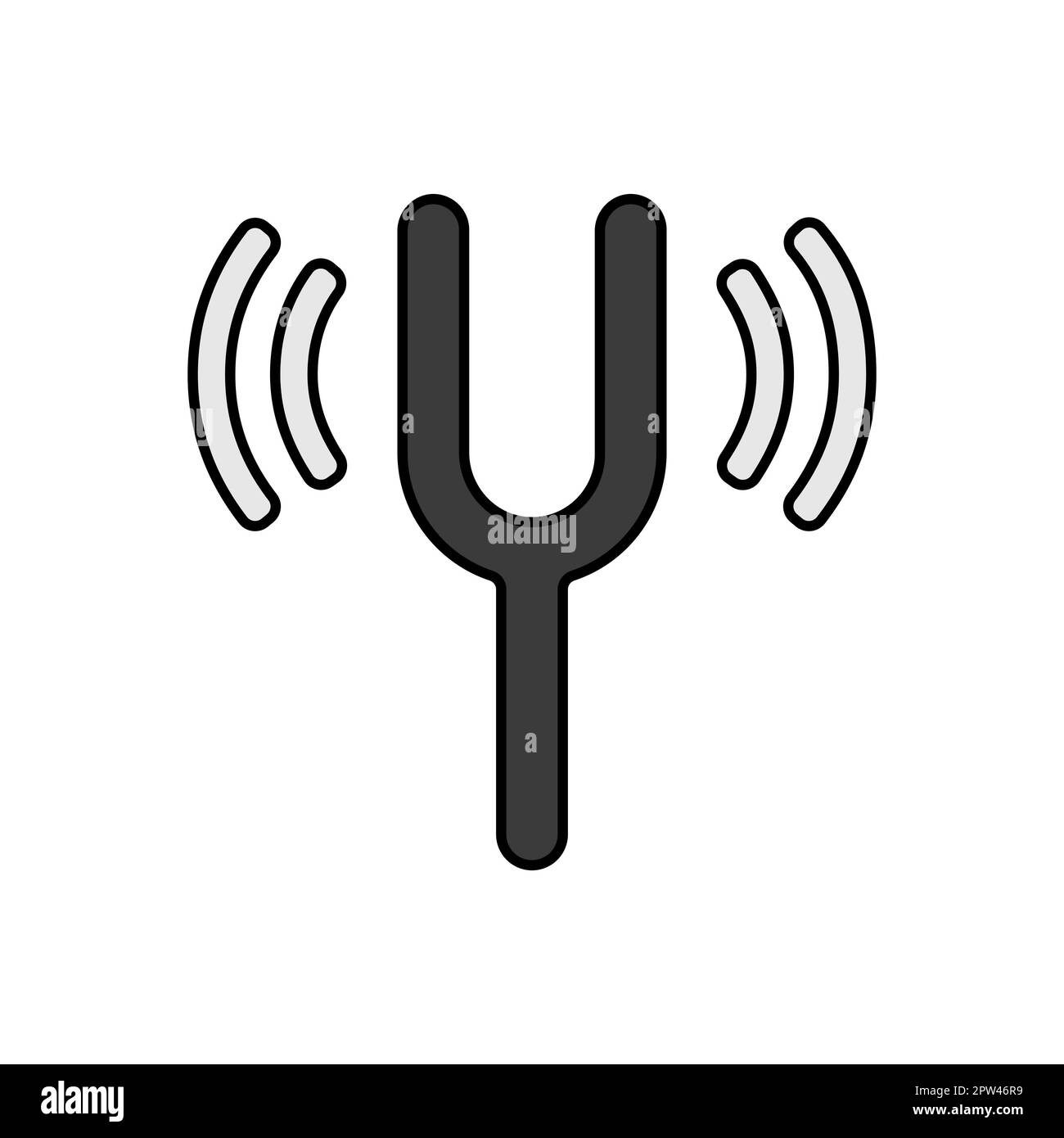 Tuning fork color vector flat grayscale icon. Music sign. Graph symbol ...