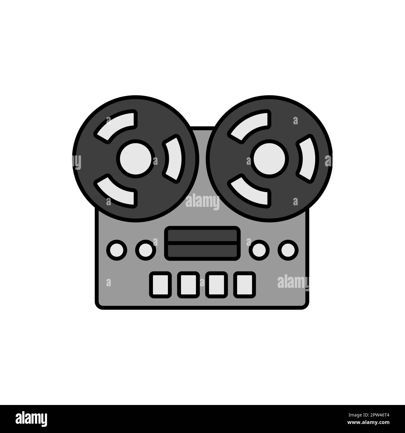 Nostalgic vintage bobbin tape player recorder device color vector ...