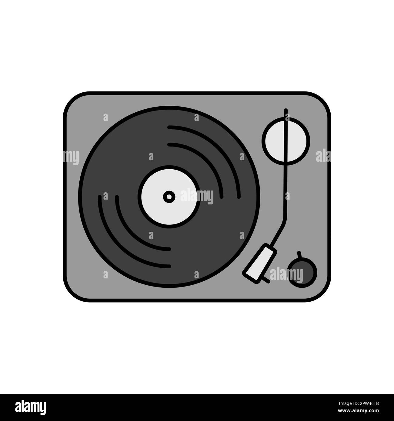 Vinyl record player color vector grayscale icon. Music sign. Graph ...