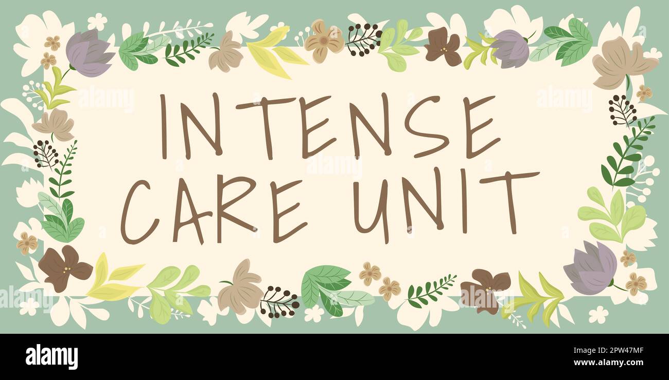 Text showing inspiration Intense Care Unit, Concept meaning a unit in a ...