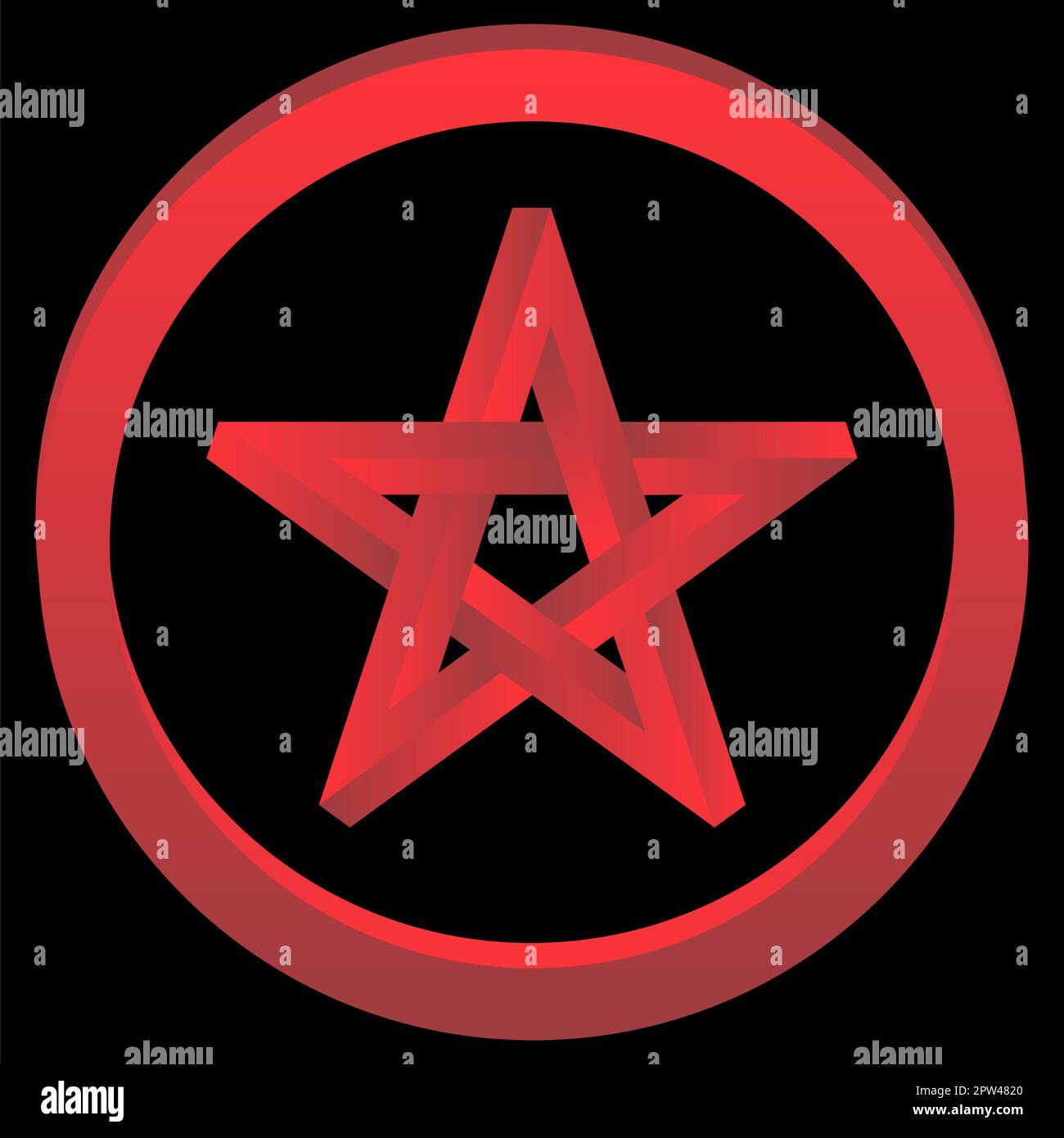 Pentagram sign five pointed red star icon. Magical symbol of faith ...