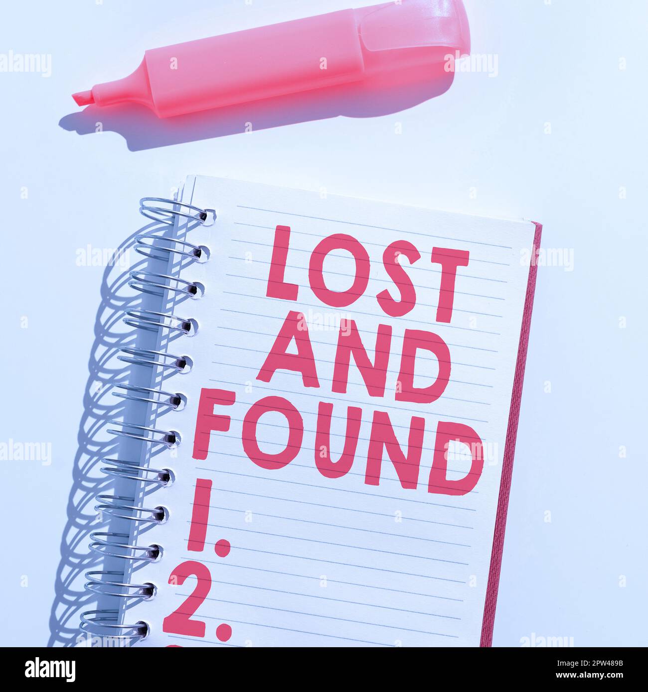 Text caption presenting Lost And Found, Word Written on Place where you ...