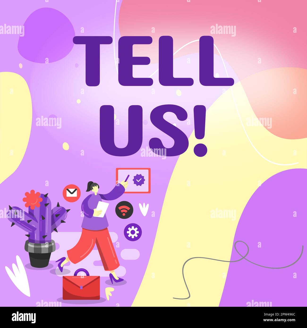 Writing displaying text Tell Us, Internet Concept communicate ...