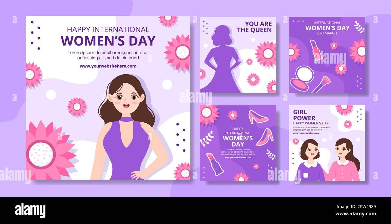 International Women Day Social Media Post Flat Cartoon Hand Drawn ...
