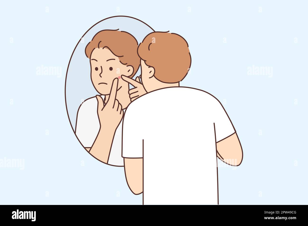 Young man stressed with pimple on face Stock Vector Image & Art - Alamy