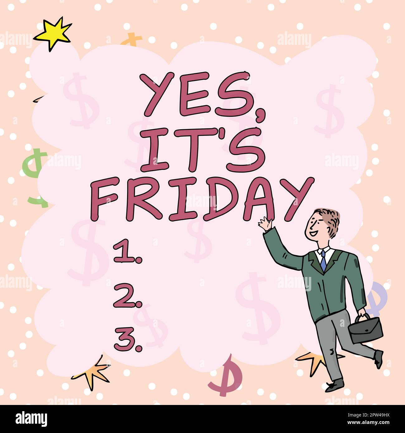 Hand writing sign Yes, It's Friday, Concept meaning having weekend ...