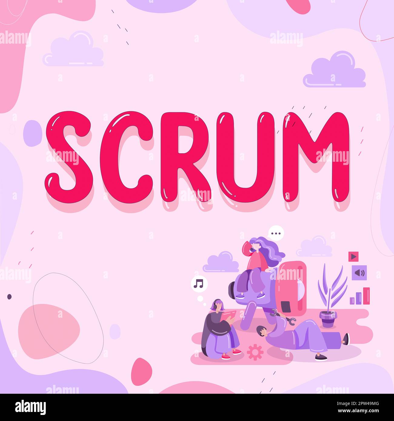 Hand writing sign Scrum, Word for handwriting as distinct from print ...