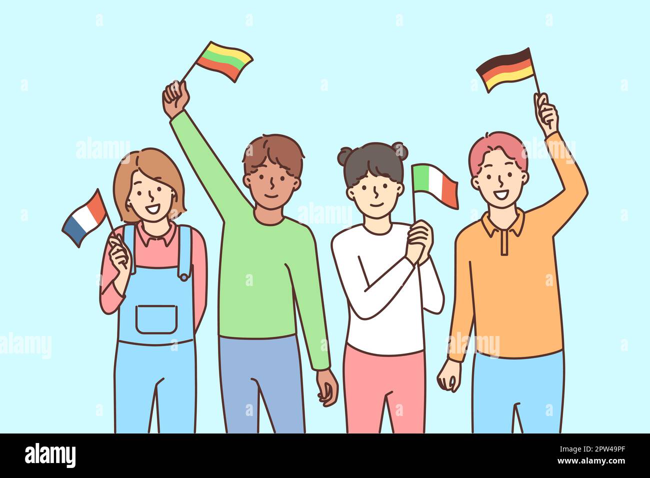 Flags in hands Stock Vector Images - Alamy