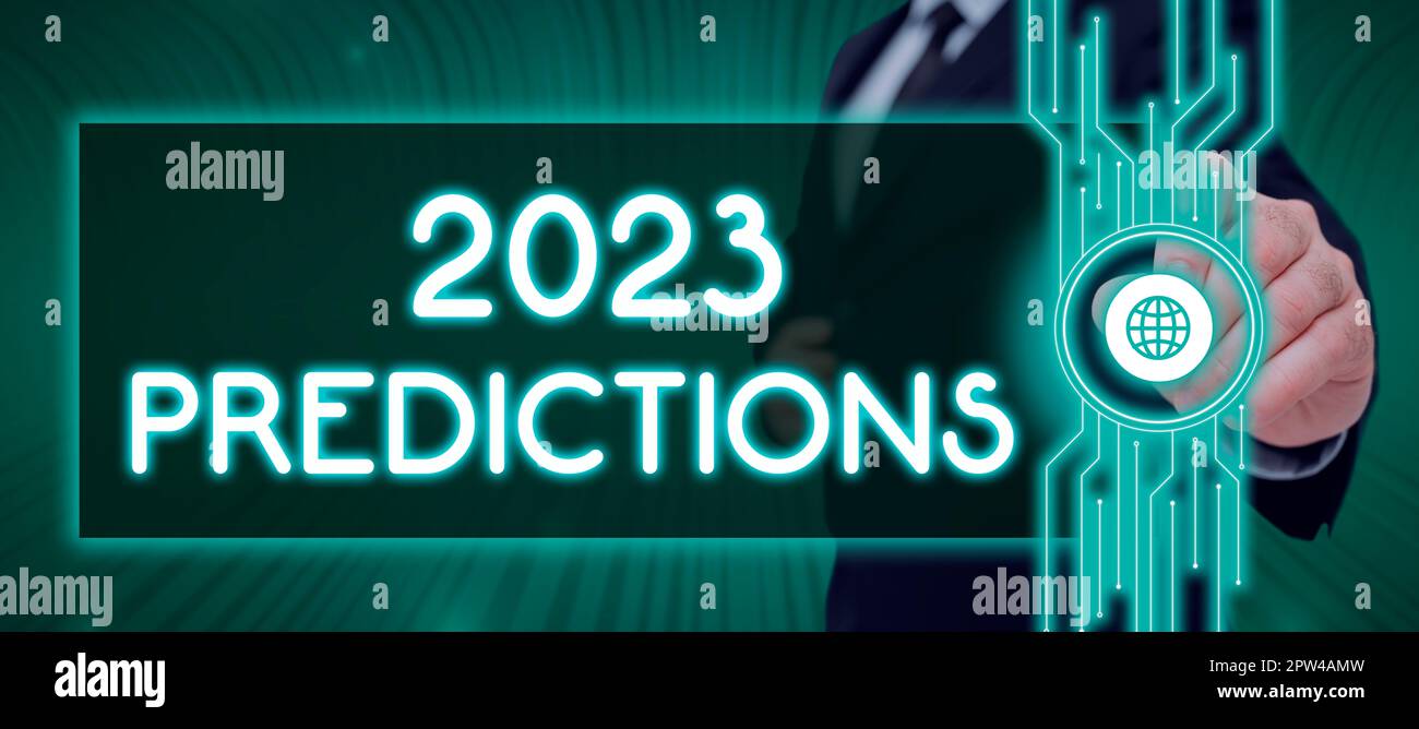 Conceptual display 2023 Predictions, Word Written on list of things you ...