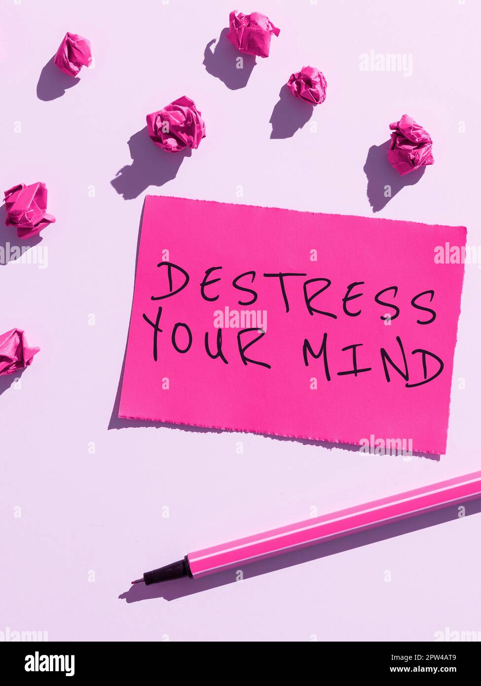 Handwriting text Destress Your Mind, Word Written on to release mental ...
