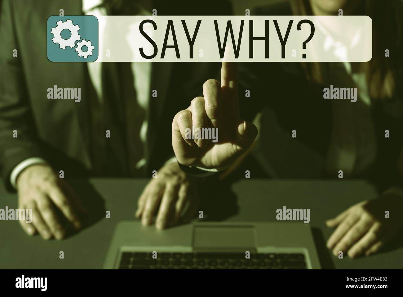 Hand writing sign Say Why, Business concept Give an explanation Express ...