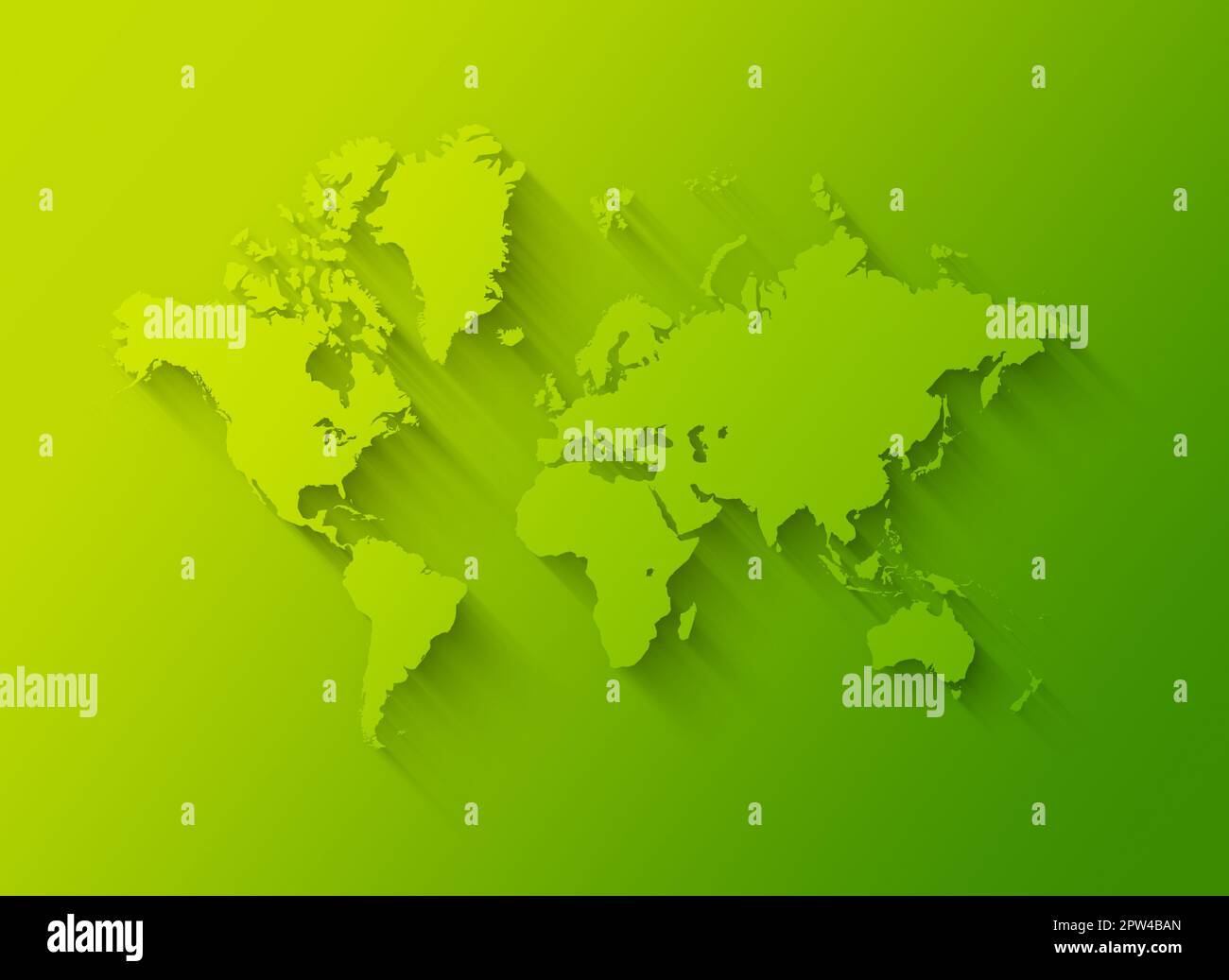 World map illustration isolated on a green background Stock Photo - Alamy