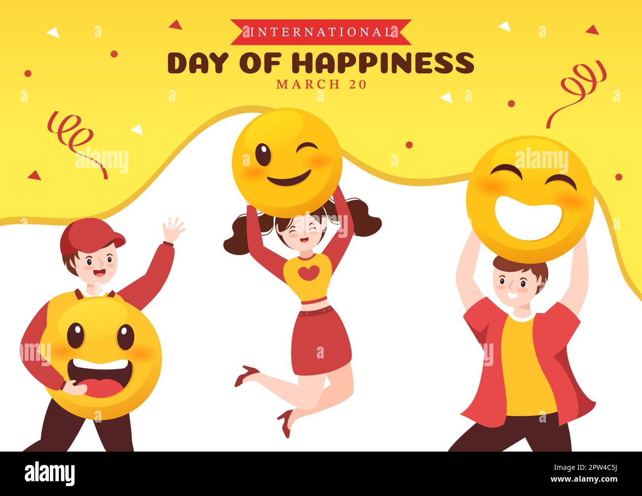 World Happiness Day Celebration Illustration with Smiling Face ...