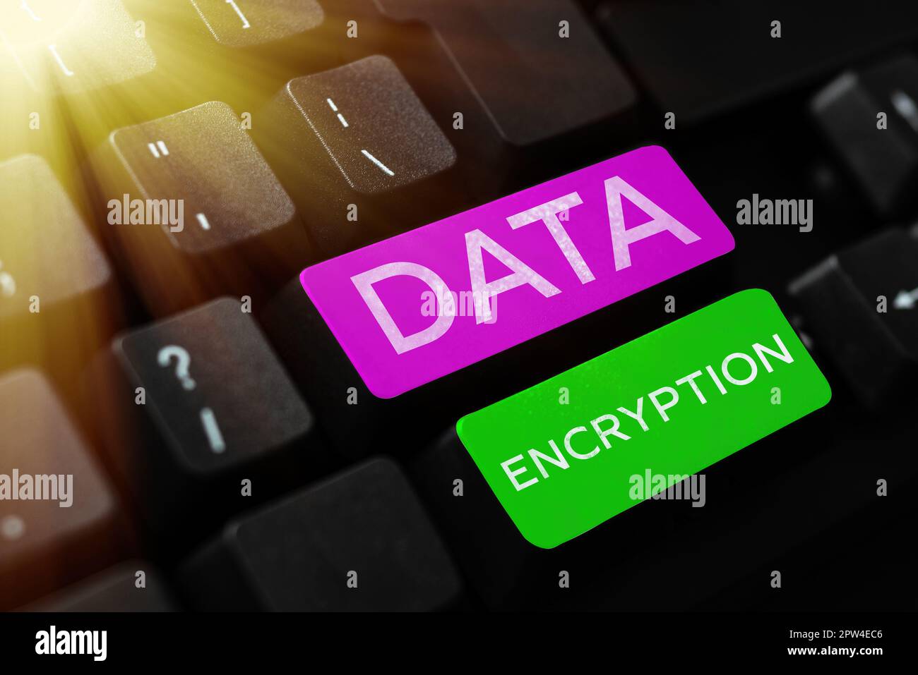 Conceptual caption Data Encryption, Word Written on Conversion of data into code for compression ...
