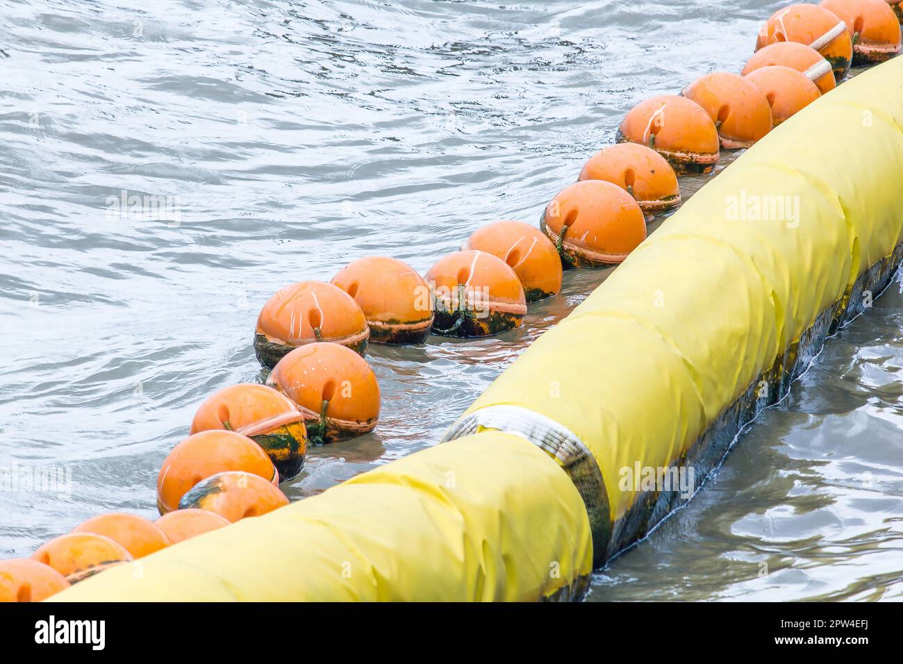 Orange buoy Used in the form of water made from special plastic that is ...