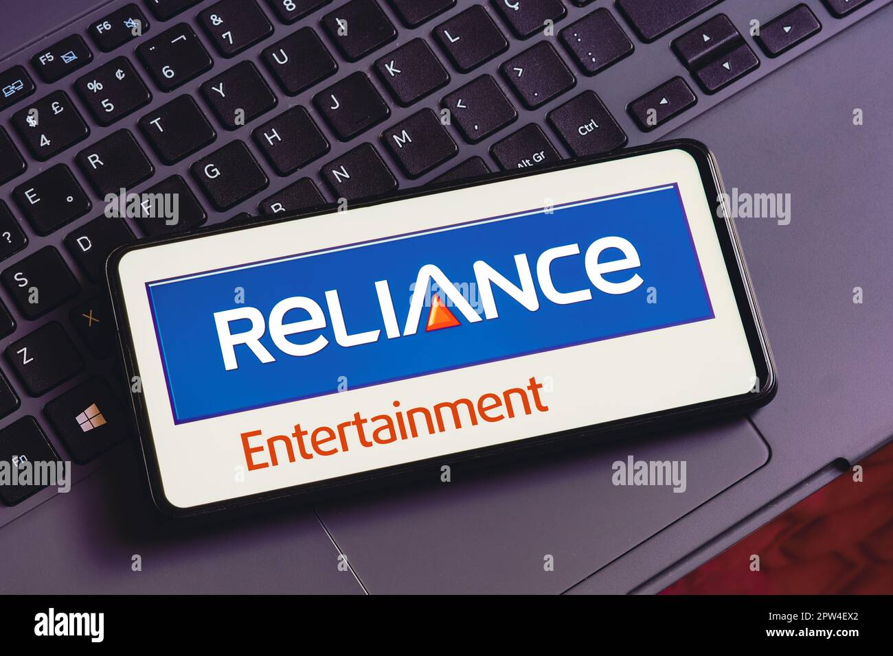 In this photo illustration, the Reliance Entertainment logo is ...