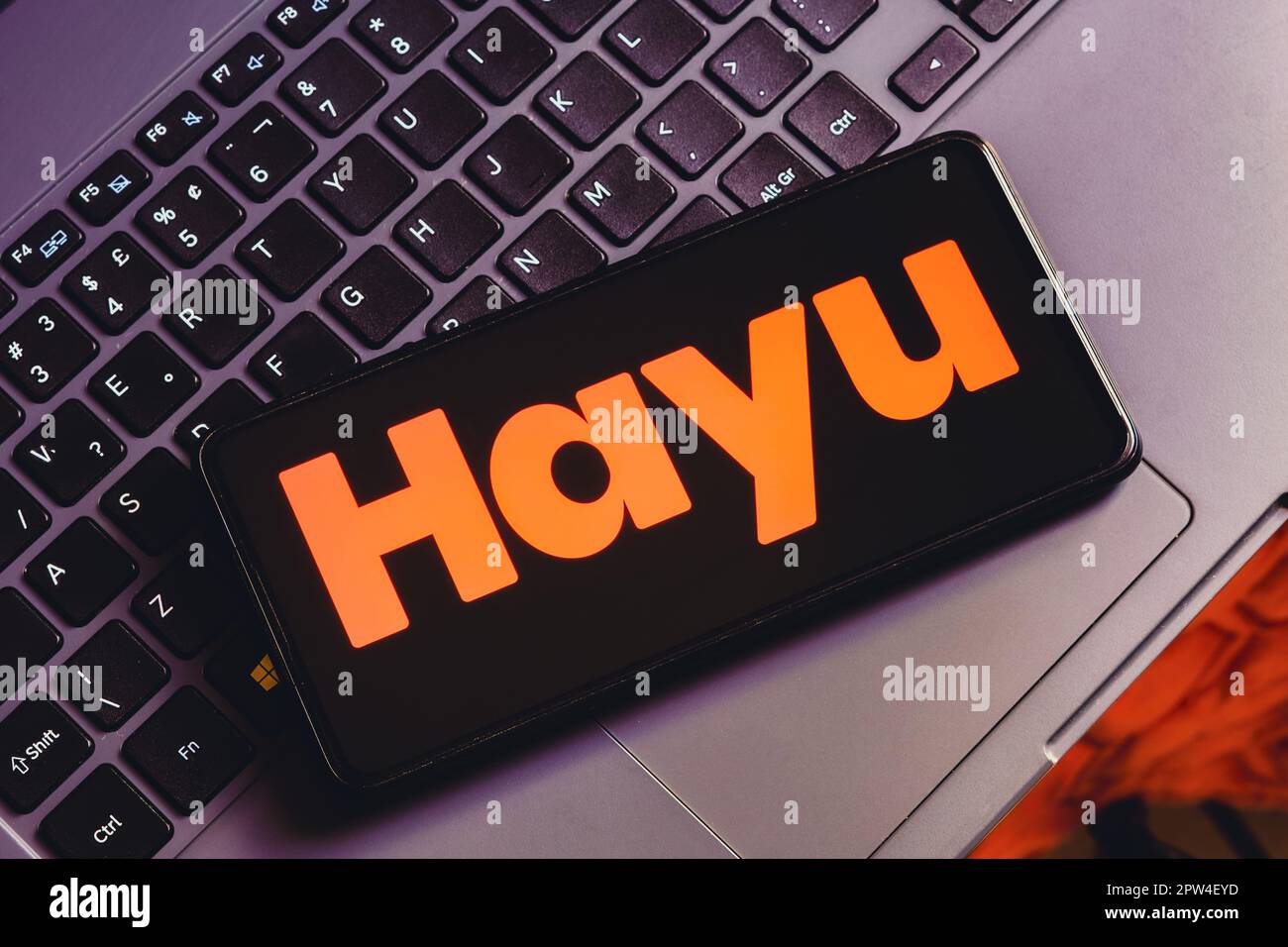 In this photo illustration, the Hayu logo is displayed on a smartphone ...