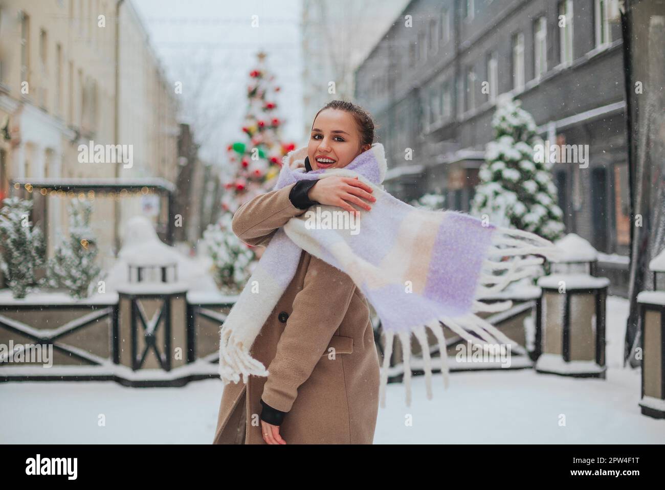 Closeup photo of beautiful brunette female with sharp look, half of ...