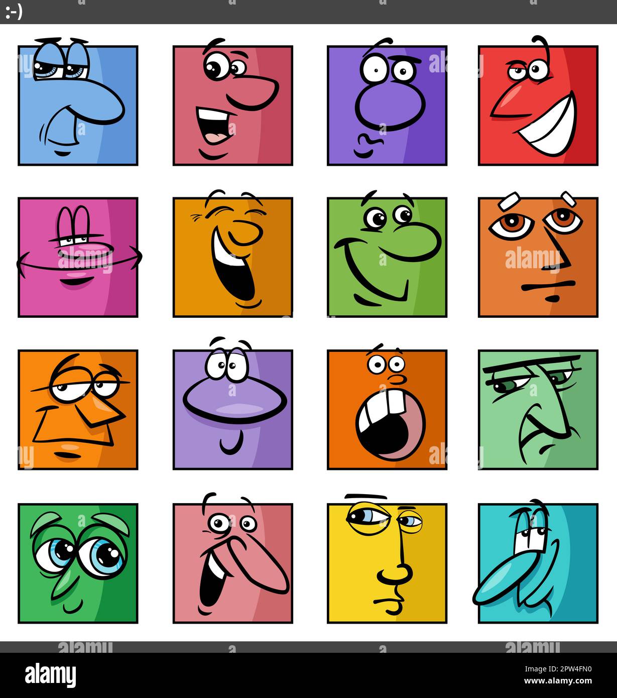 comic faces and expressions cartoon illustration set Stock Vector Image ...