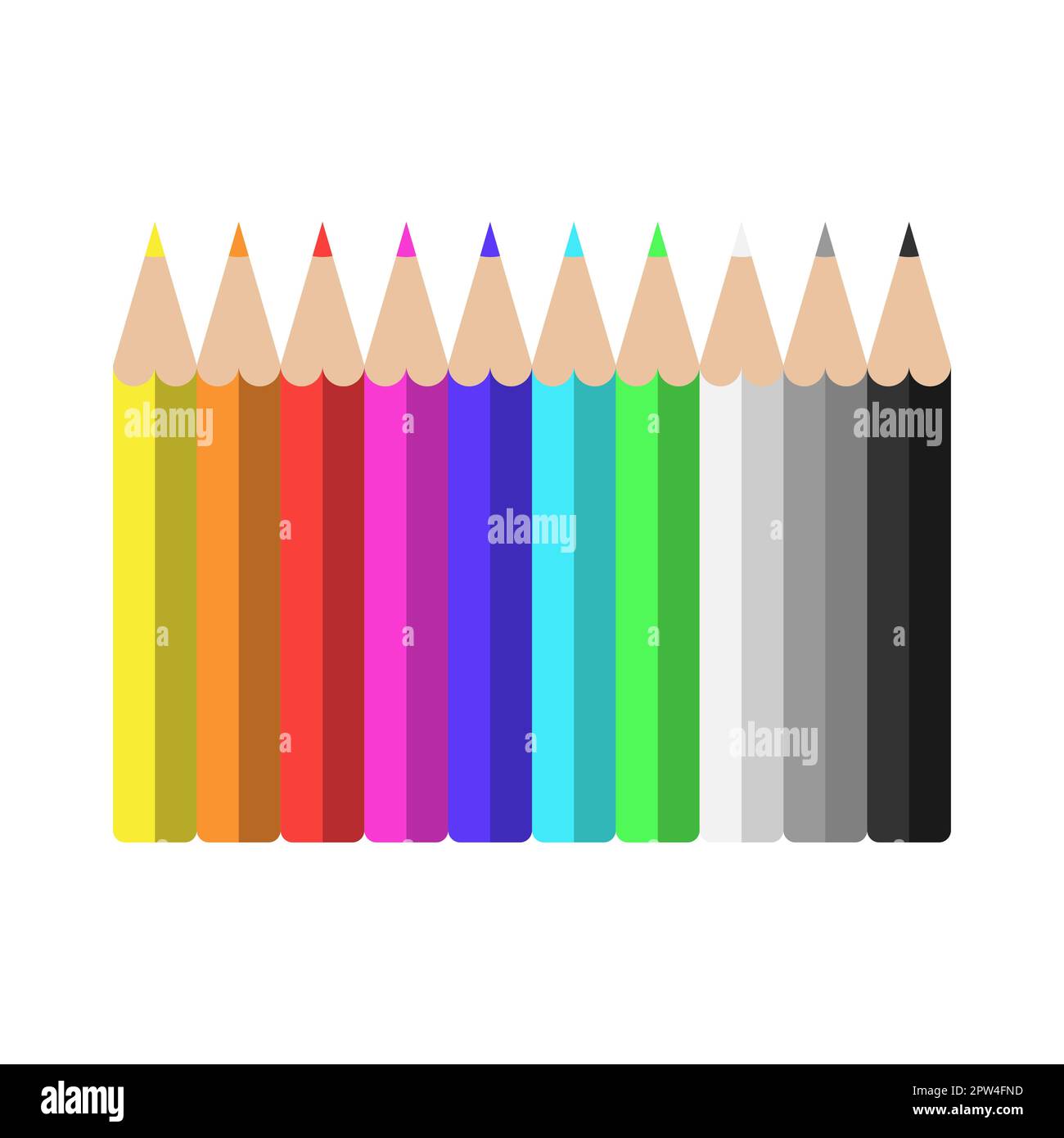 Set of colorful vector pencils on white background Stock Vector Image ...