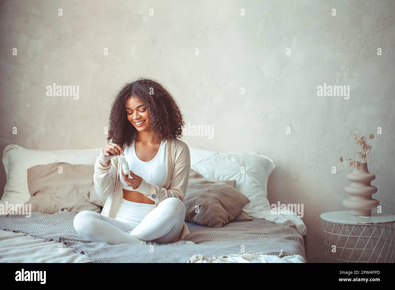 Beauty and skincare concept. Cropped photo of african american young ...