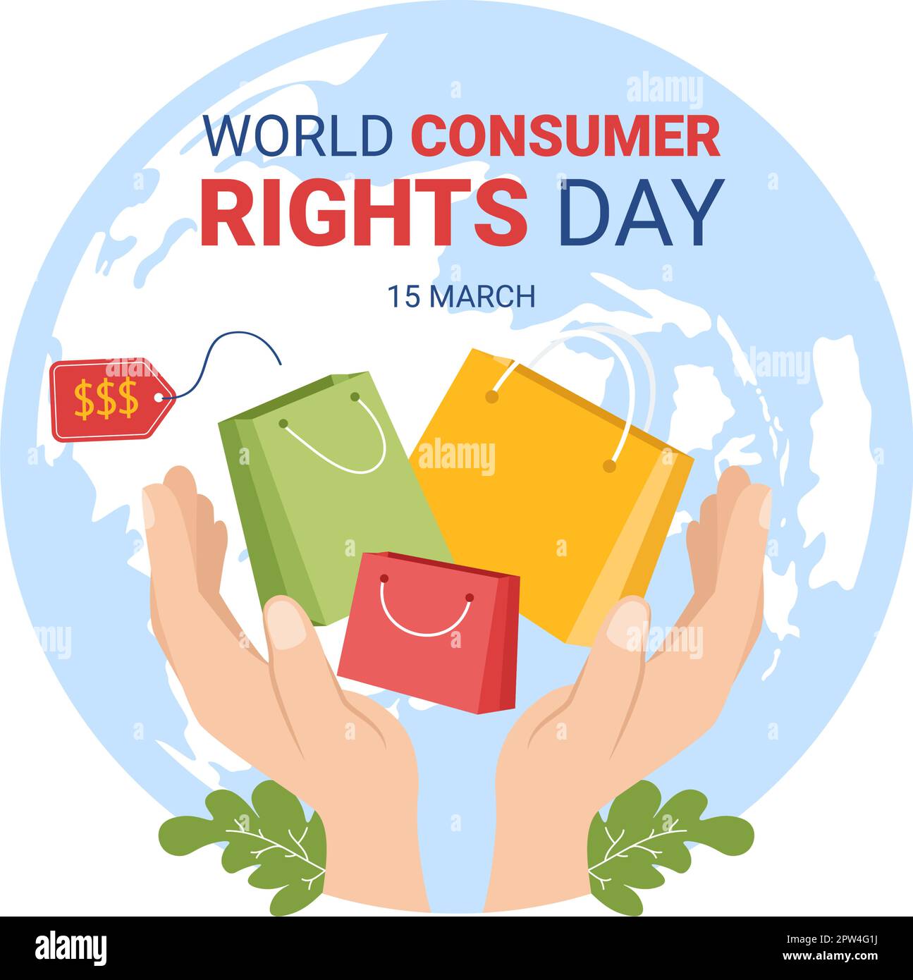 World Consumer Rights Day Illustration with Shopping, Bags and Needs of ...